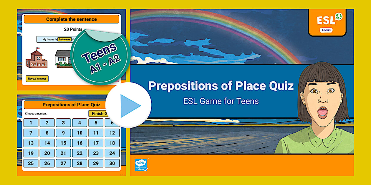 ESL Prepositions of Place Quiz [Teens, A1-A2] - Twinkl
