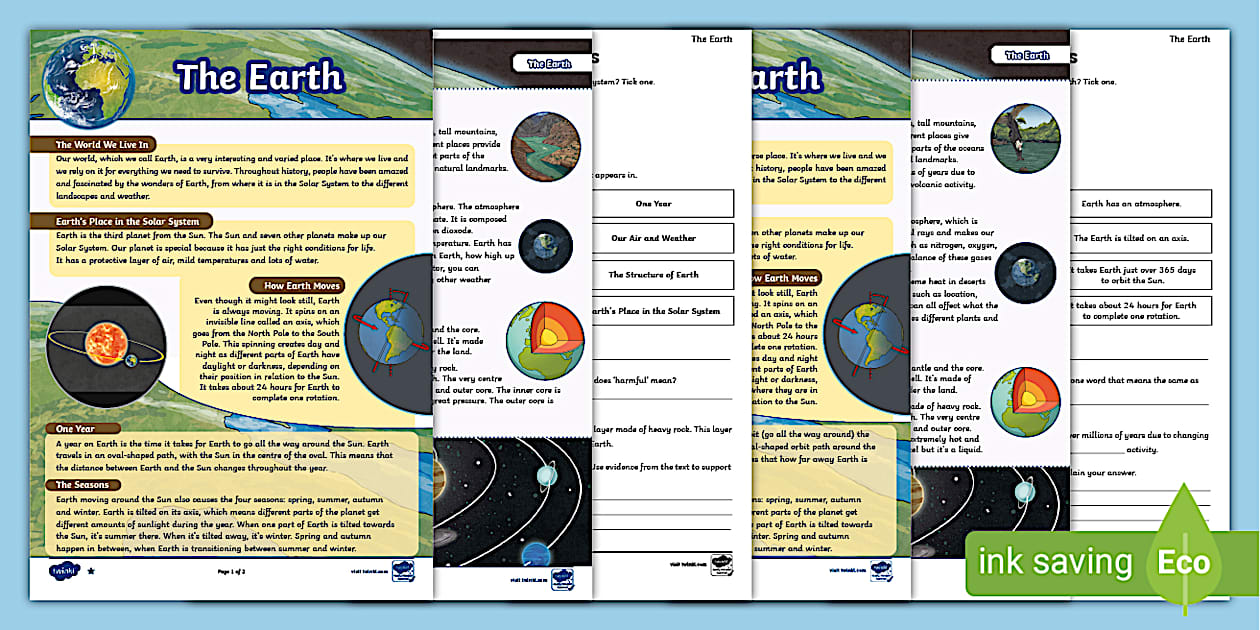 Planet Earth | Reading Comprehension Activity (teacher made)