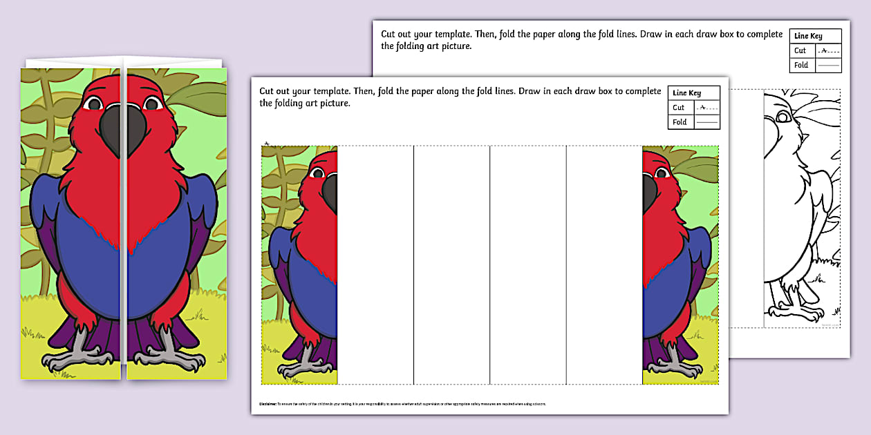 Parrot Folding Art Template (teacher made) - Twinkl