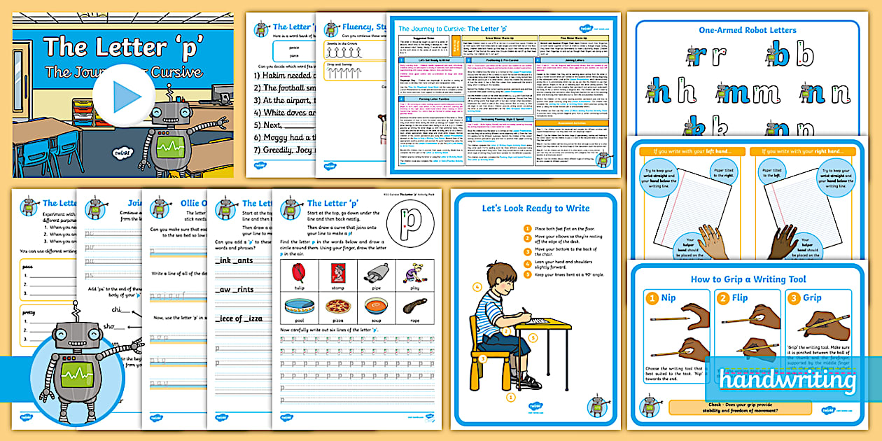 Cursive Letter 'P' Handwriting Practice - KS2 (teacher made)