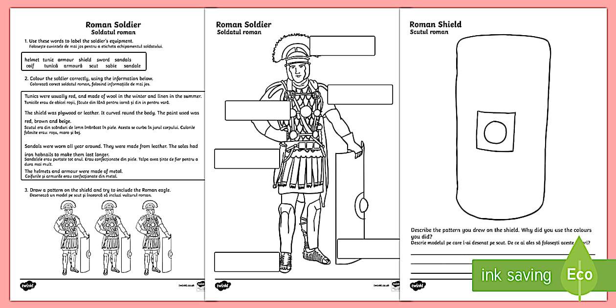 Roman Soldiers Worksheet English/Romanian