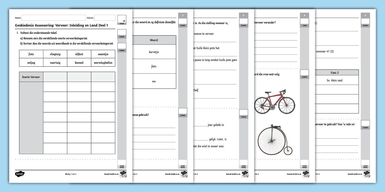 Graad 4 Geskiedenis Assessering: Vervoer