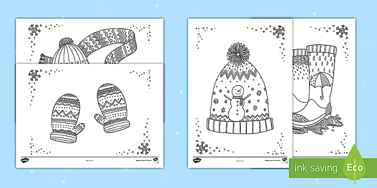 Feuilles de coloriage : Les vêtements d'hiver - Twinkl