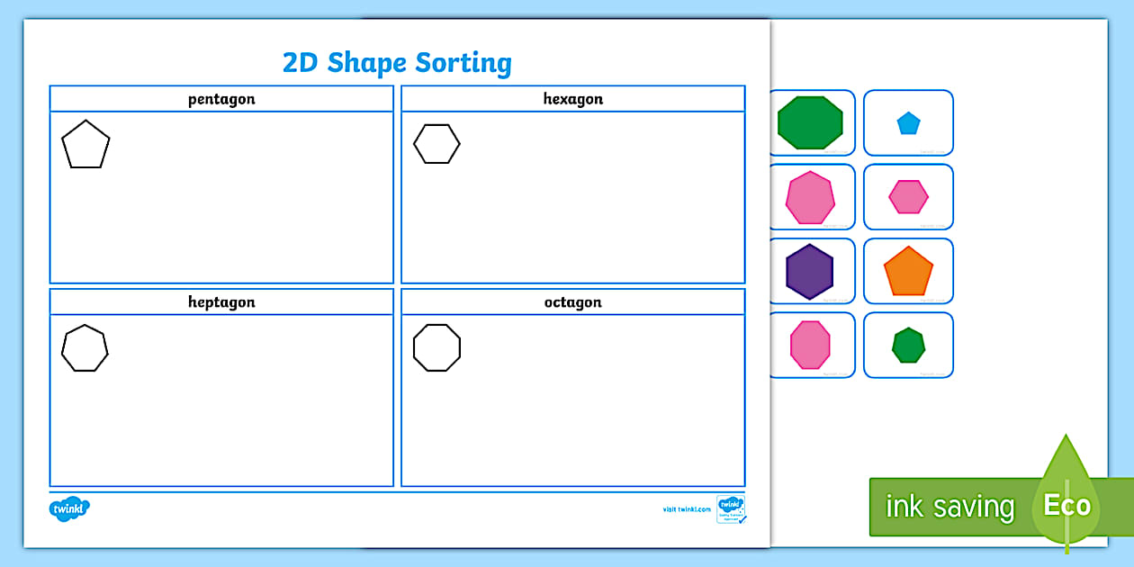 2D Shape Sorting Worksheet / Worksheet - Twinkl