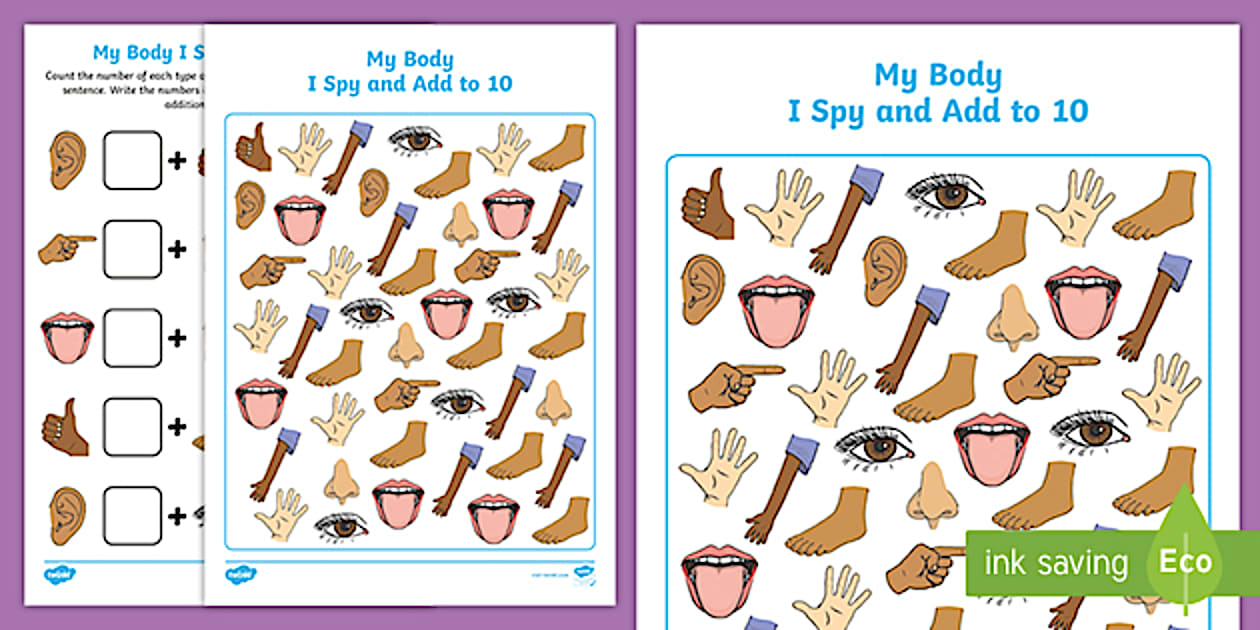 Editable My Body I Spy and Add to 10 (teacher made) - Twinkl
