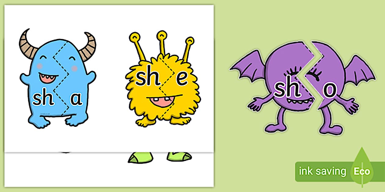 Initial 'sh' and Vowel Monster Jigsaws (teacher made)