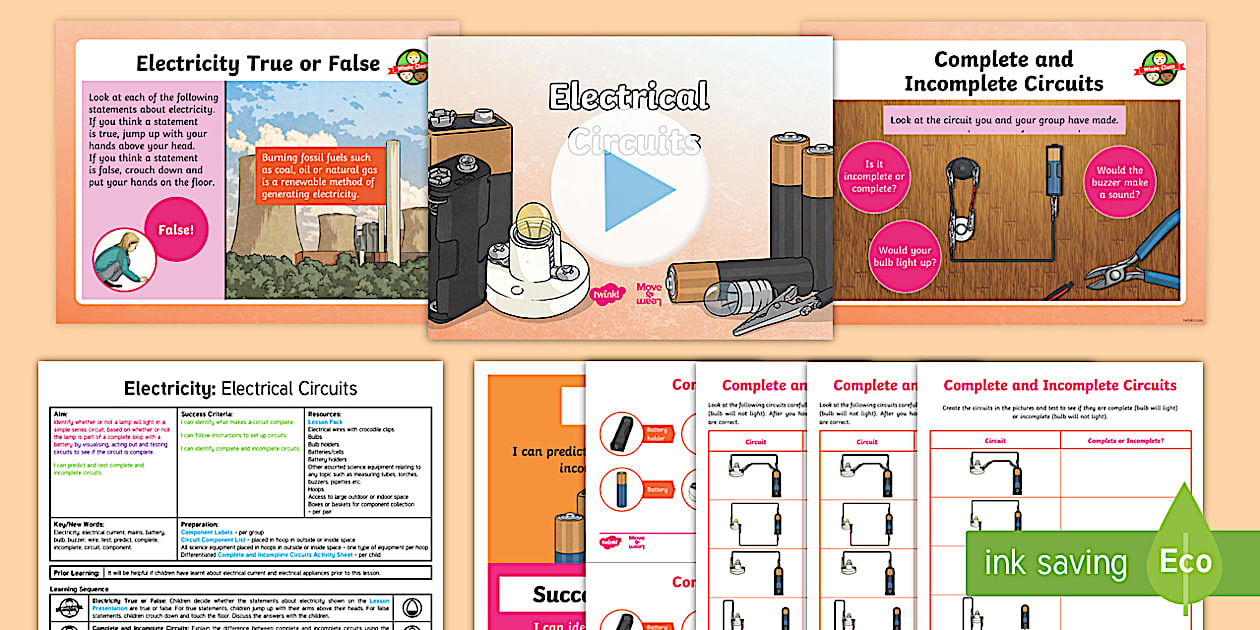 FREE! - KS2 Move and Learn: Science Lesson Pack: Electrical Circuits
