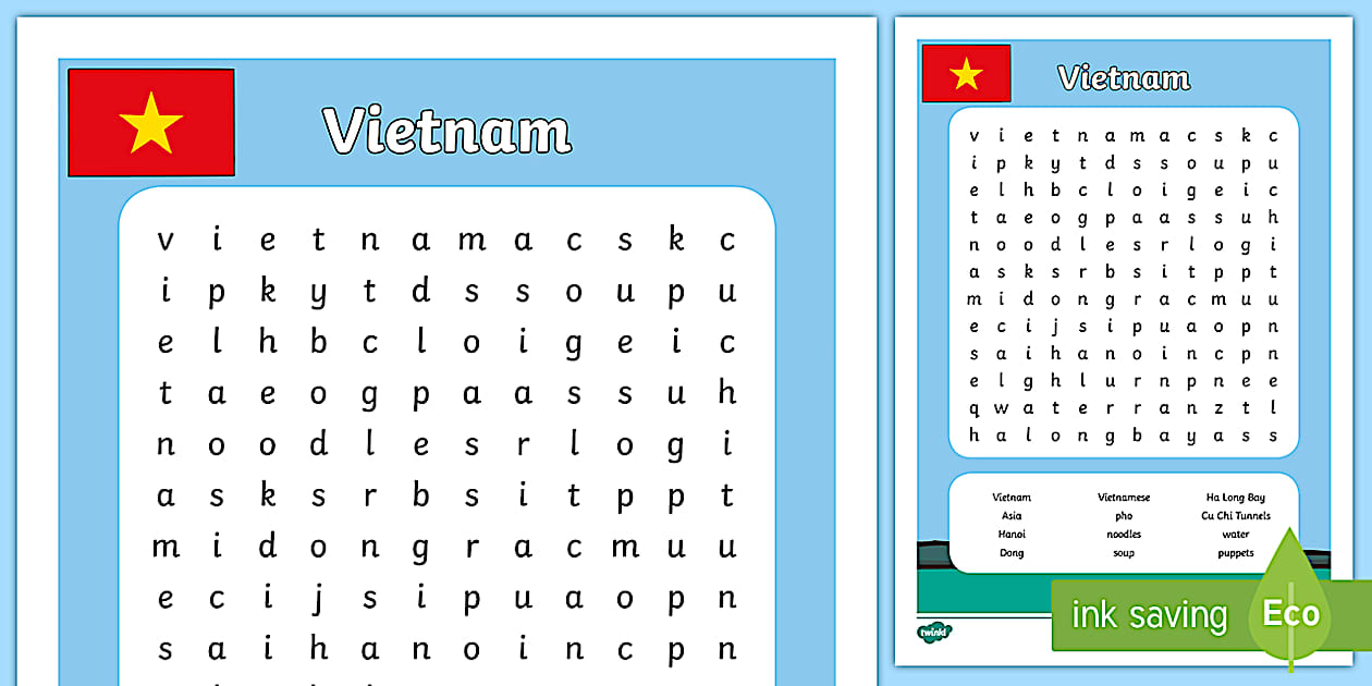 Vietnam Word Search (teacher made) - Twinkl