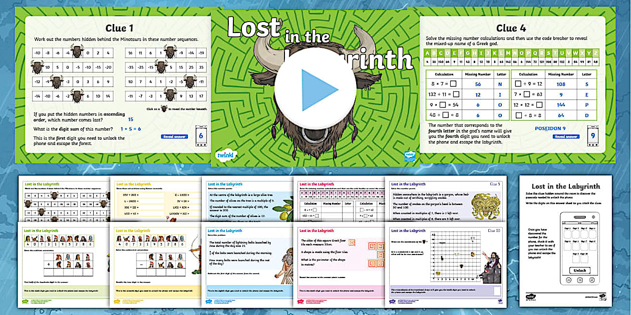 👉 Year 4 Lost in the Labyrinth Escape the Room Maths Game