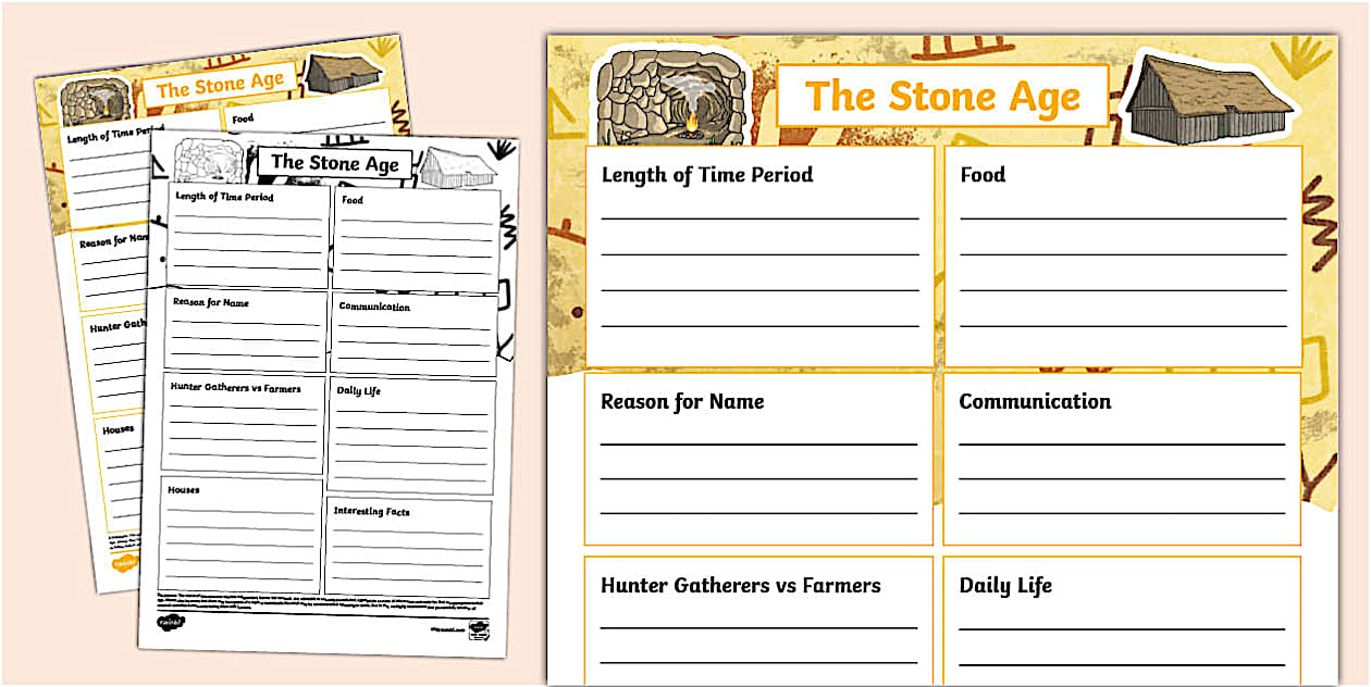 Stone Age Fact File Template (teacher made) - Twinkl