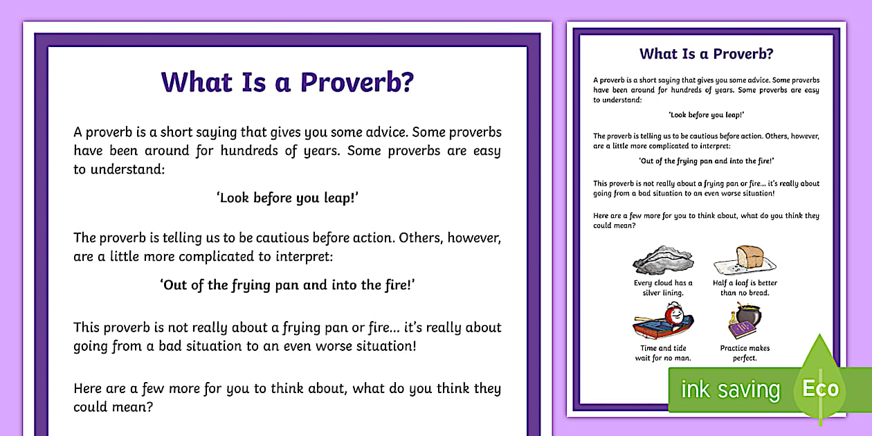 What Is a Proverb? Poster (teacher made) - Twinkl