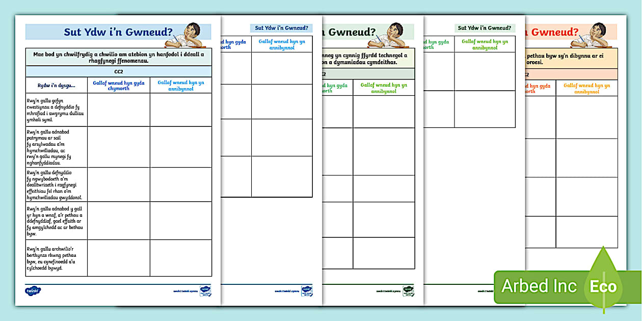 CiG Gwyddoniaeth a Thechnoleg Taflen Dracio Syml i Ddysgwyr CC2