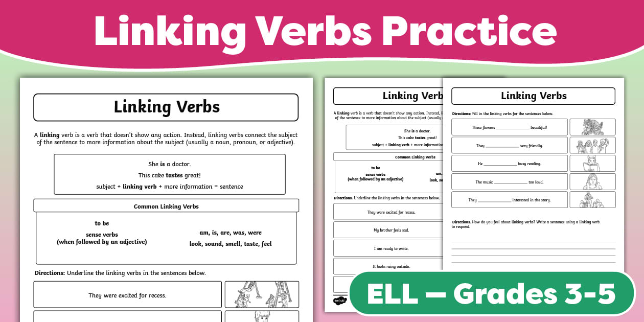 Linking Verbs Worksheet for ELL