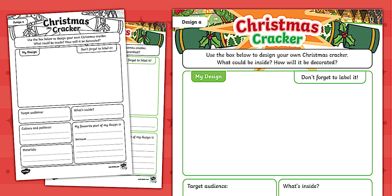 Design a Christmas Cracker Worksheet - Twinkl