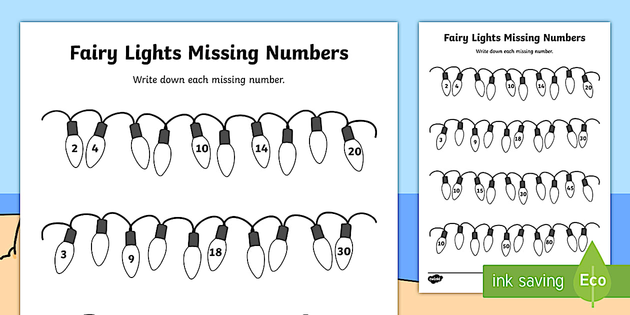 TAS Christmas Lights Missing Numbers Counting in 2s, 3s, 5s and 10s ...