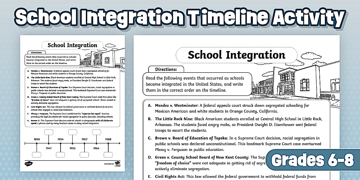 Social Justice School Integration Timeline Activity
