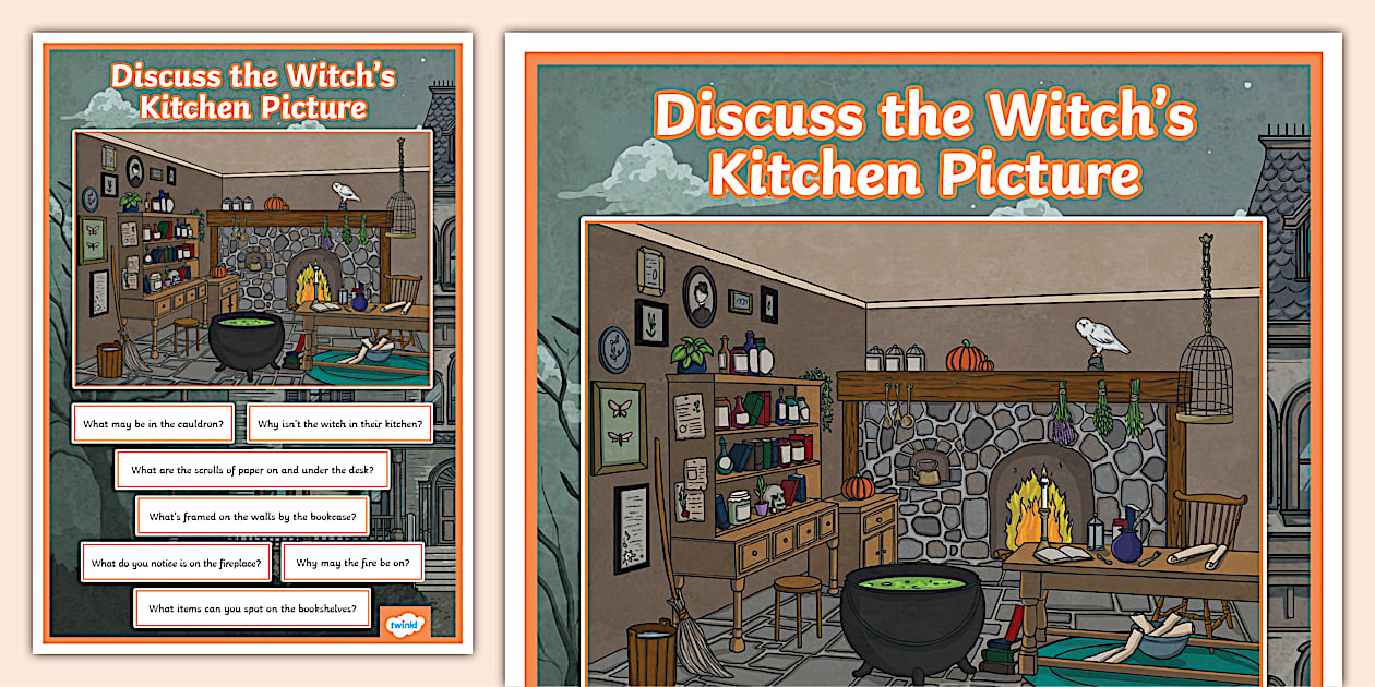 Discuss the Witch's Kitchen Scene Picture Prompt - Twinkl