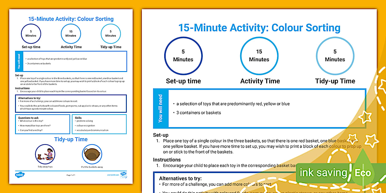 15-Minute Activity: Colour Sorting (teacher made) - Twinkl