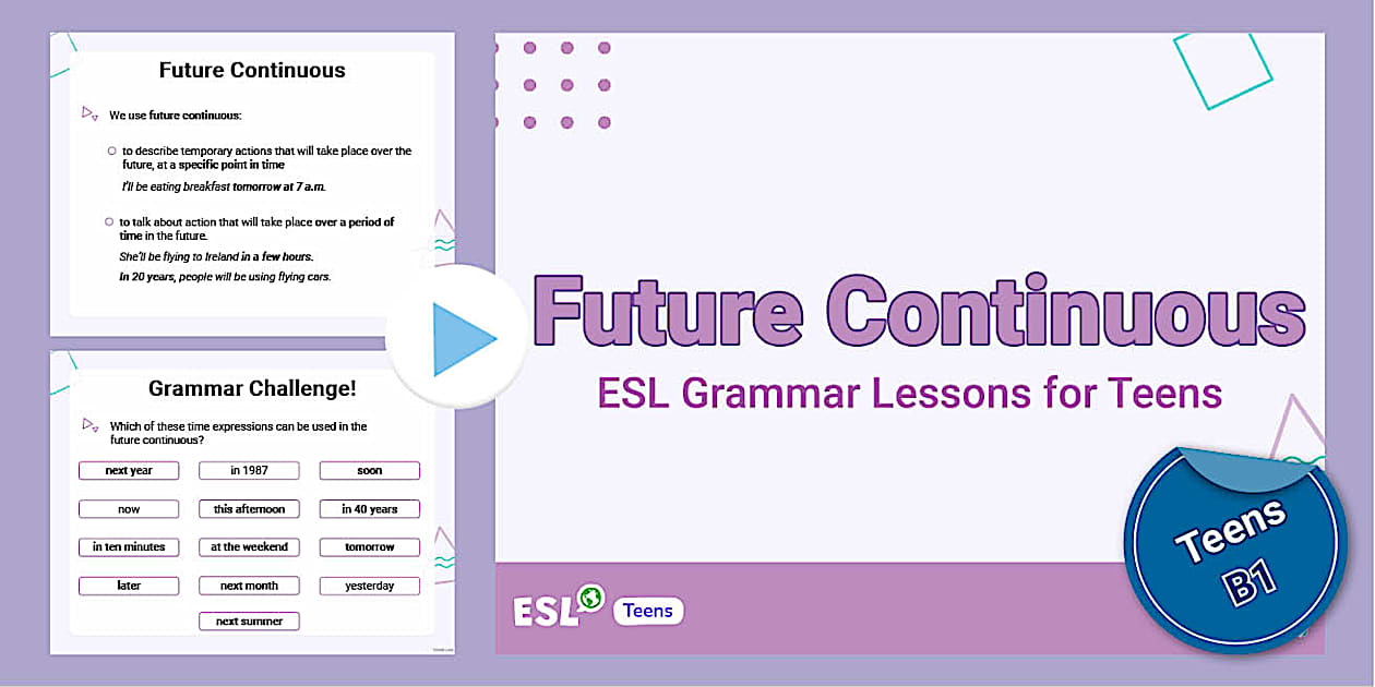 ESL Future Continuous PPT Lesson for Teens (teacher made)