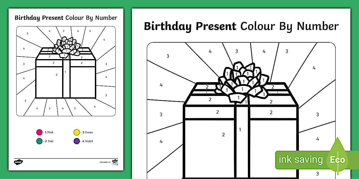 Download Birthday Present Colour by Number for Children!