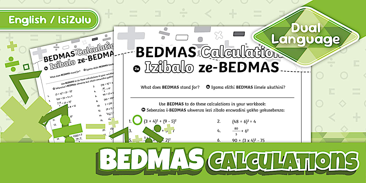 BEDMAS Calculations Activity Sheet