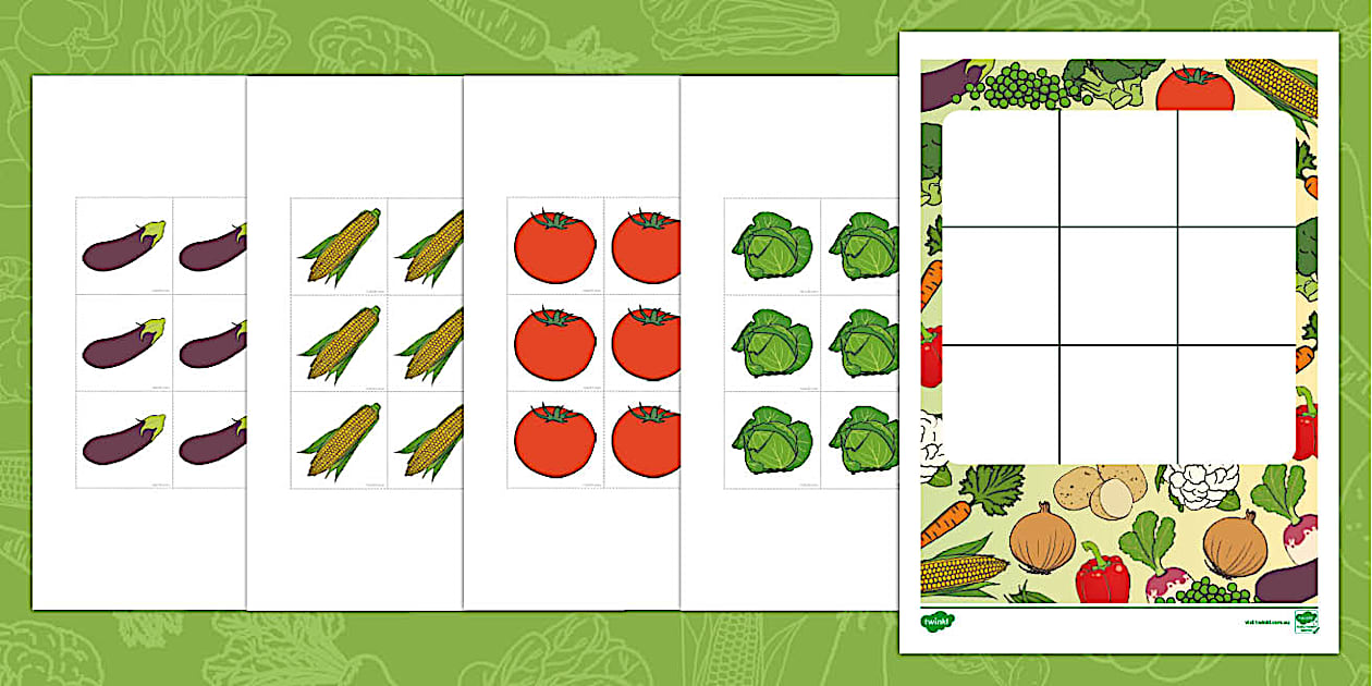 Three in a Row Vegetables Activity (teacher made) - Twinkl