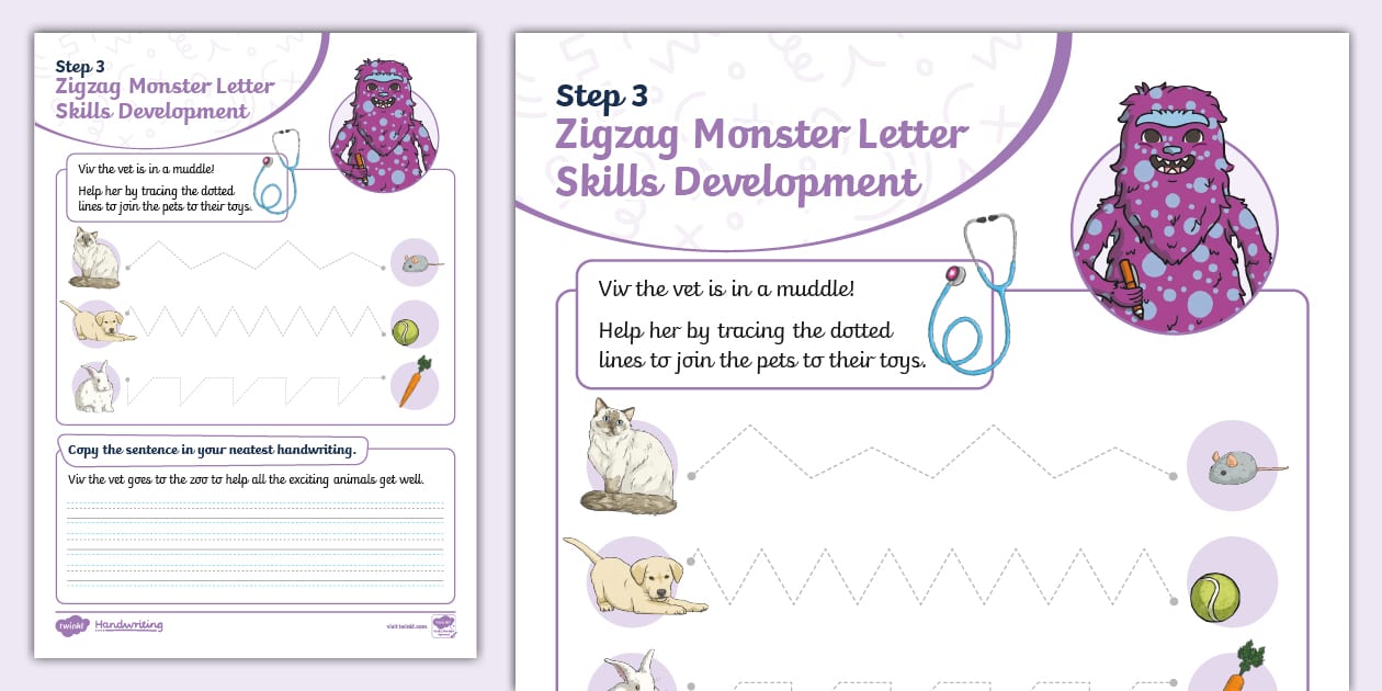 Handwriting Scheme: Step 3 Zigzag Monster Skills Development