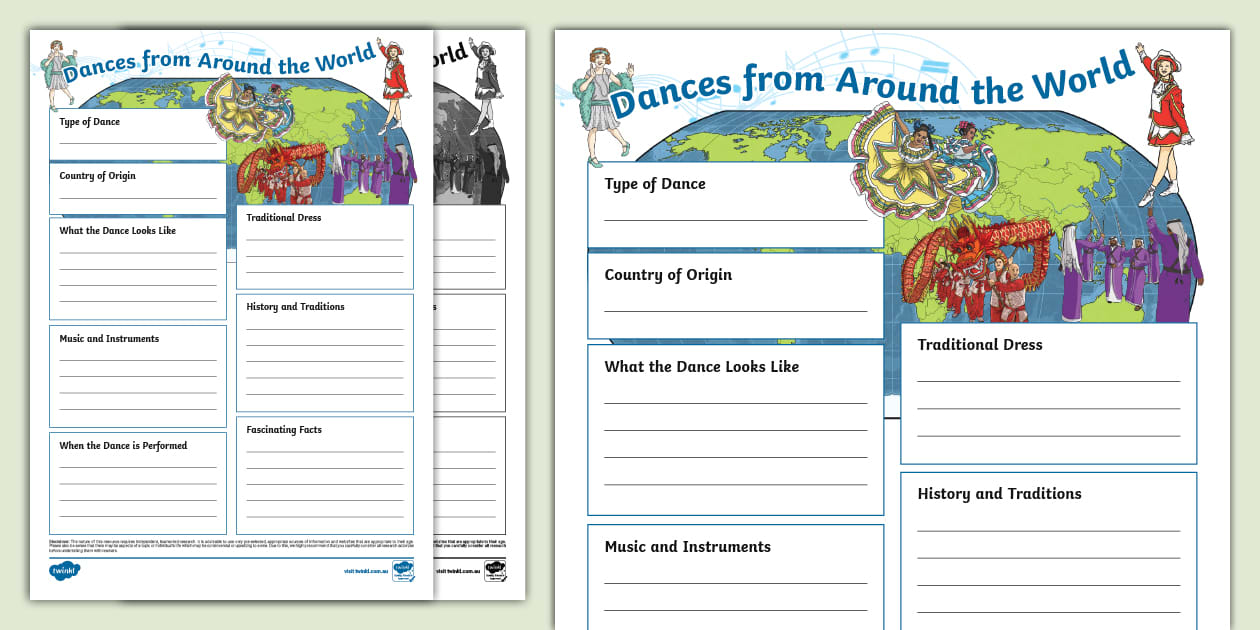 Dances from Around the World Fact File Template - Twinkl