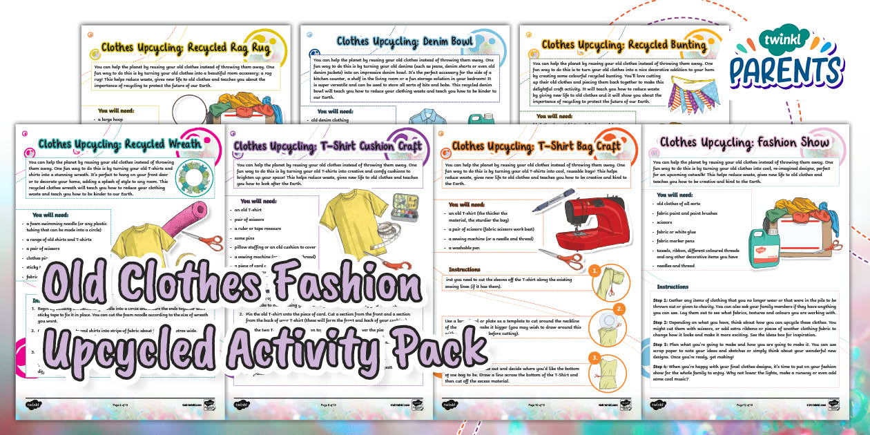 Old Clothes Fashion Upcycled Activity Pack