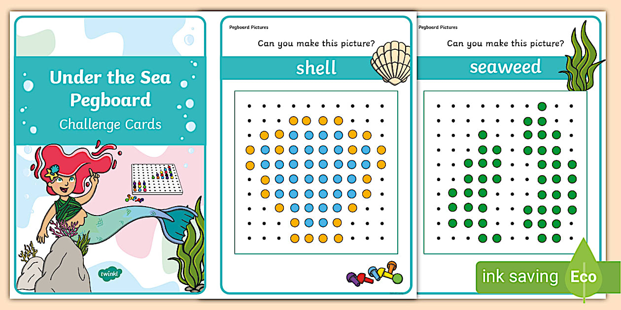 Under the Sea Themed Pegboard Picture Cards