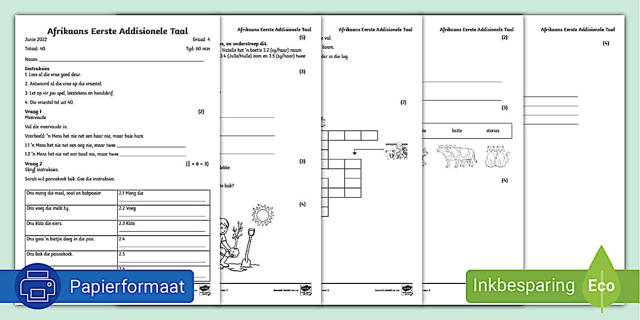Afrikaans FAL/ EAT Graad 4 Afrikaans Kwartaal 2 Assessering
