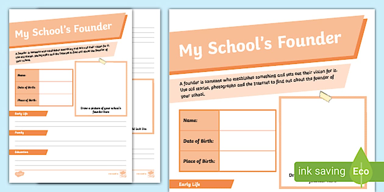 My School's Founder Fact File (teacher made) - Twinkl