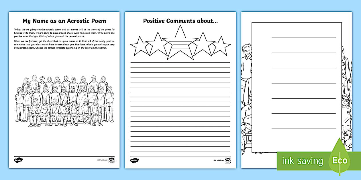 My Name Year 6 Graduation Acrostic Poem (teacher made)