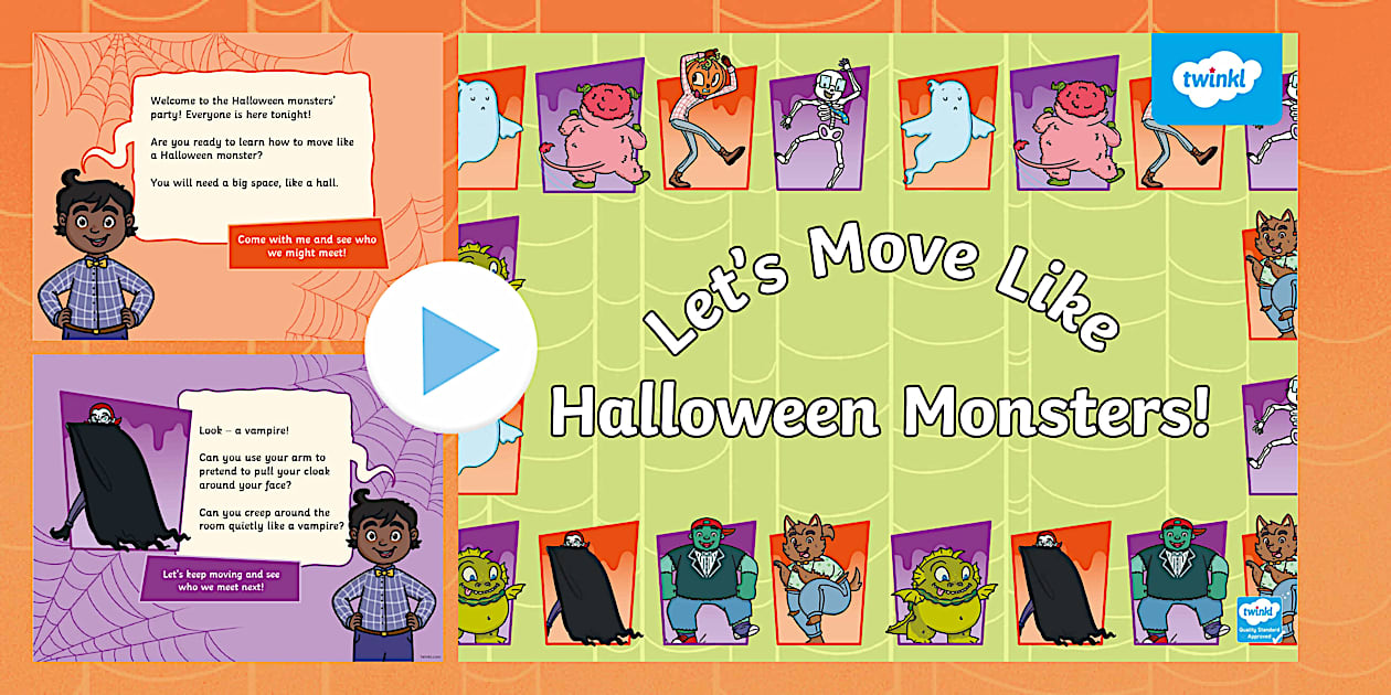 Let's Move Like Halloween Monsters! Role-Play PowerPoint
