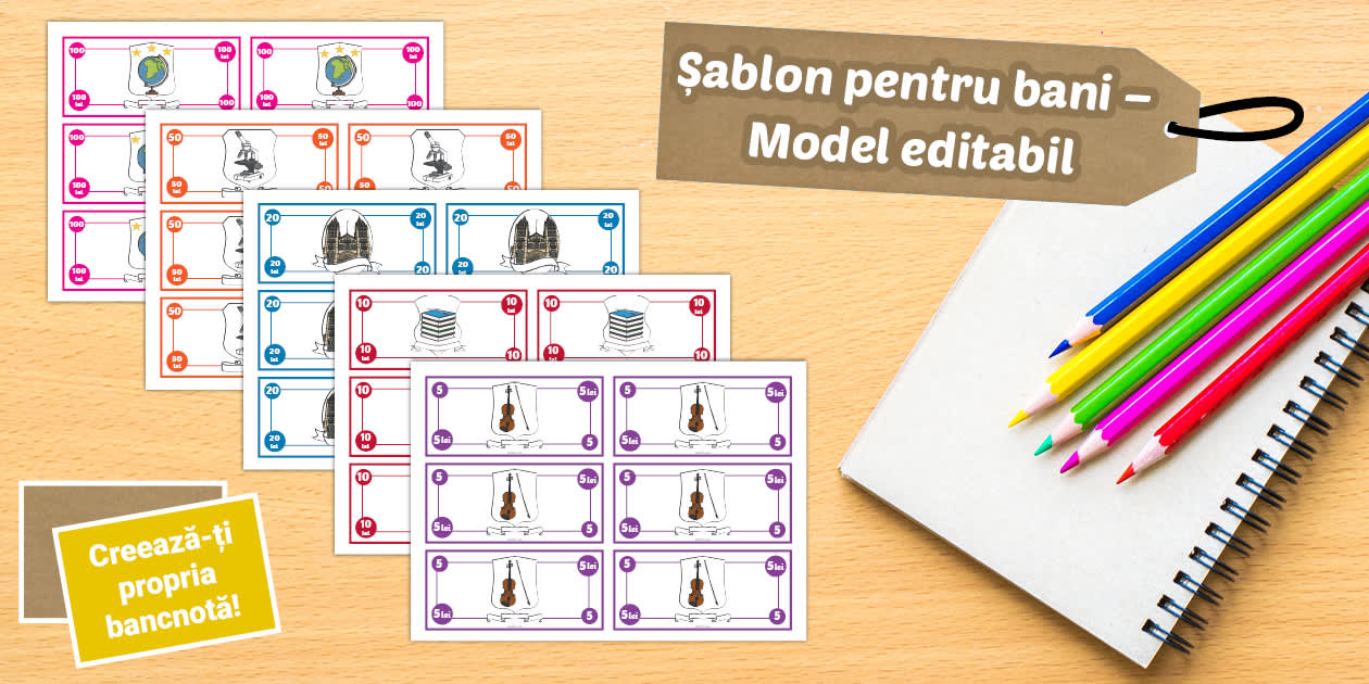 Șablon pentru bani – Model editabil