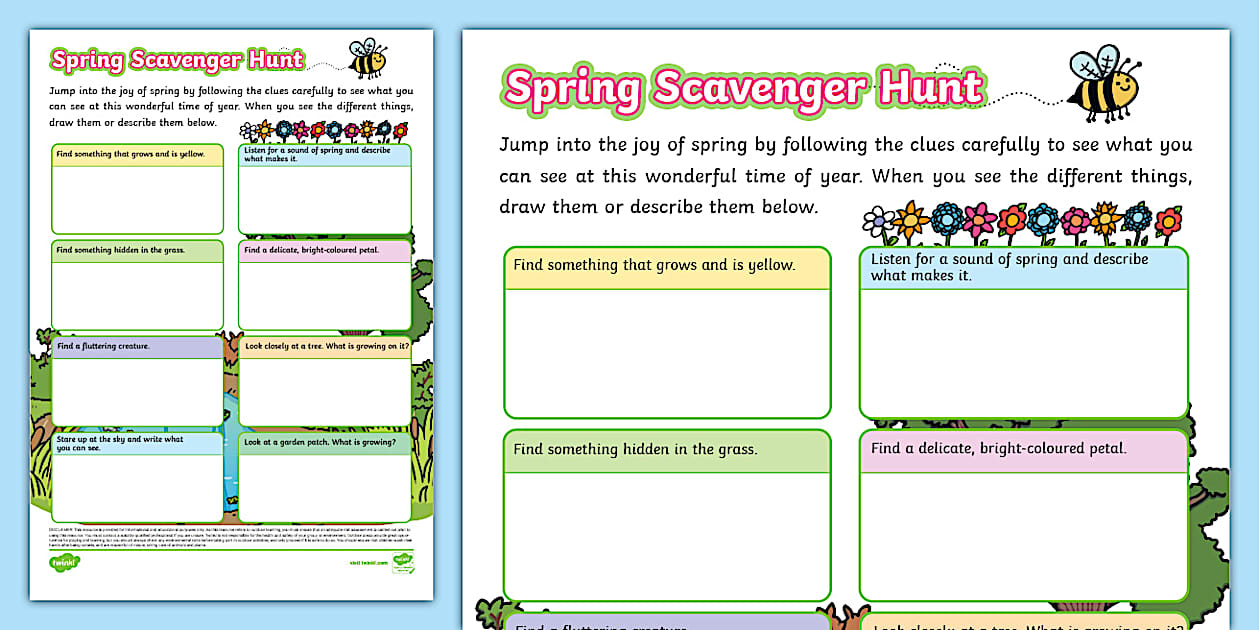 Spring Scavenger Hunt Worksheet (teacher made) - Twinkl