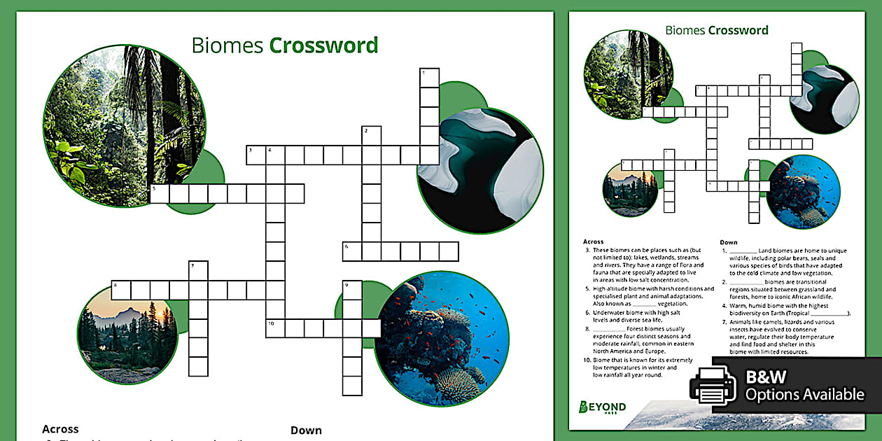 Biomes Crossword (teacher made) - Twinkl