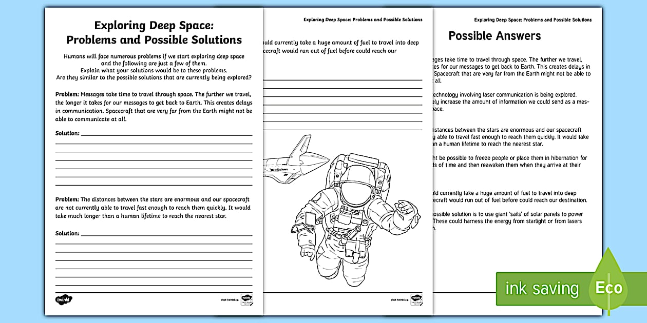 Exploring Deep Space: Problems and Possible Solutions Worksheet / Worksheet