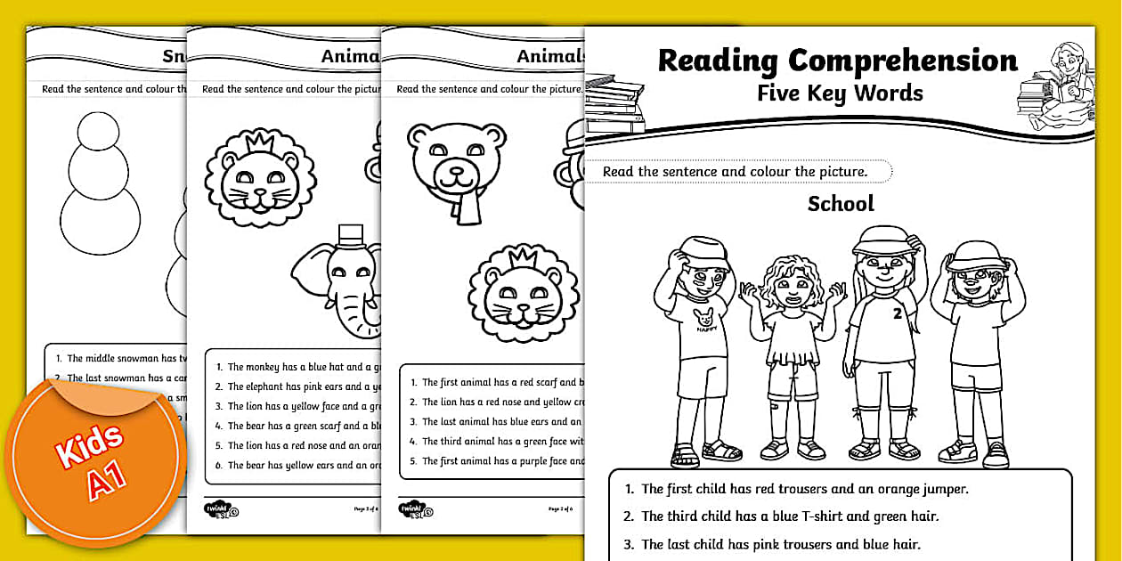 Reading Keywords Activity | Reading Comprehension Colouring