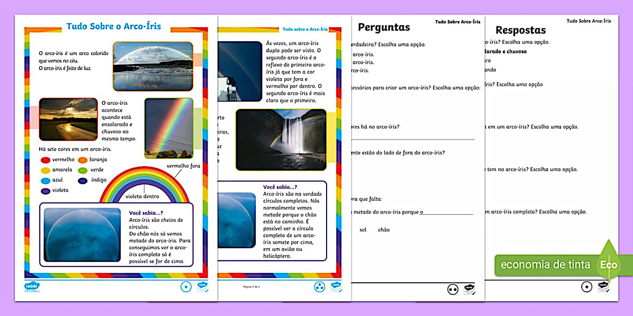 Tudo Sobre o Arco-Íris (Hecho por educadores) - Twinkl