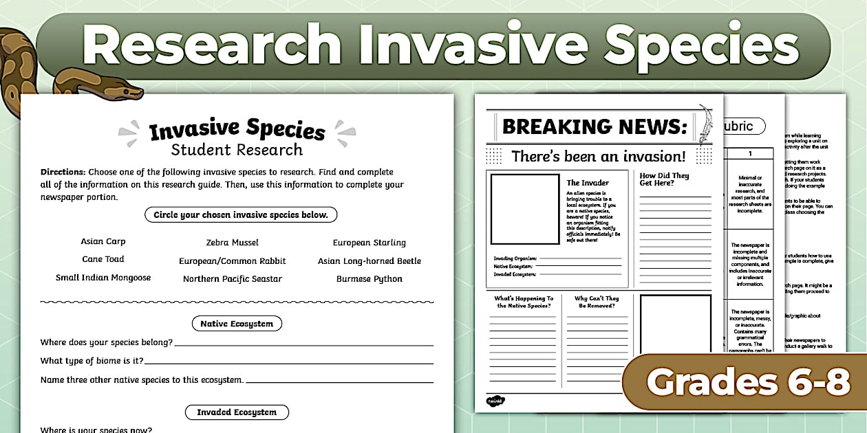 Invasive Species Research Project for 6th-8th Grade