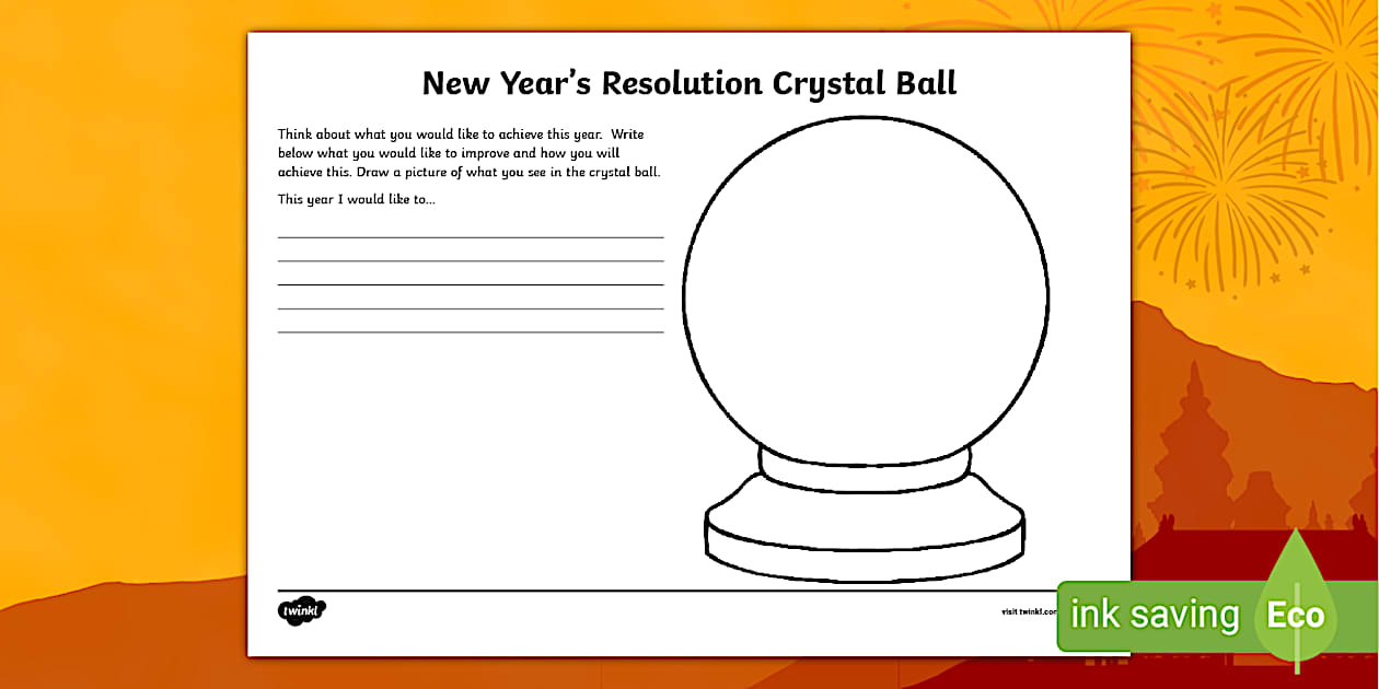 New Year Resolution Crystal Ball KS2 Worksheet / Worksheet