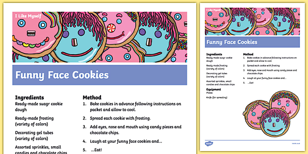I Like Myself Funny Face Cookie Recipe (teacher made)