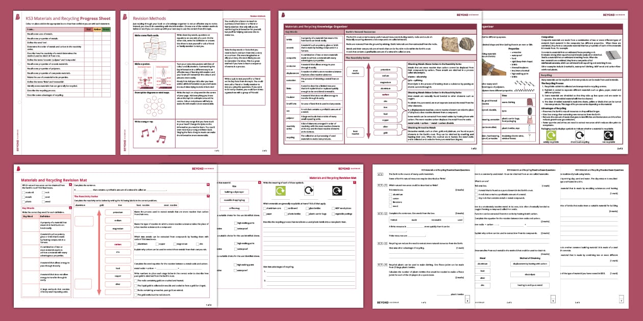 KS3 Materials and Recycling Revision Pack | Science | Beyond