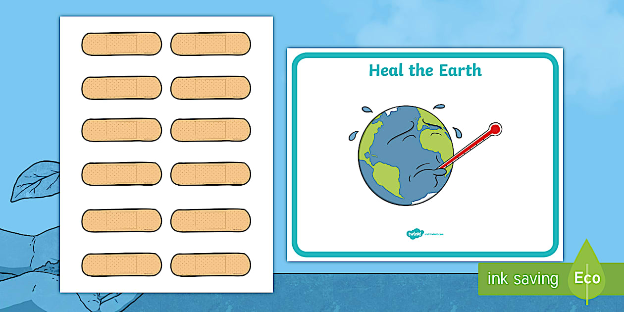 Heal the Earth Bandage and Earth Cutouts - Twinkl