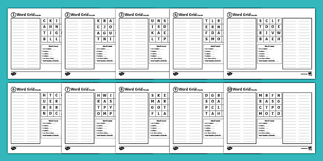 Grid Word Puzzle Games for 3rd-5th Grade (Teacher-Made)