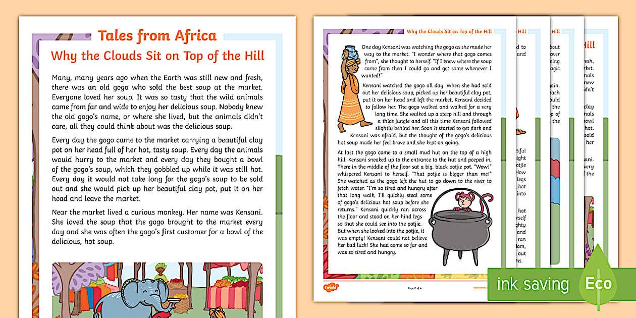 Editable Tales from Africa – Why the Clouds sit on Top of the Hill Story