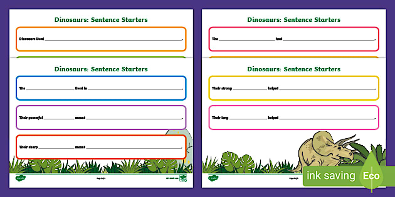 Dinosaurs: Sentence Starters (teacher made) - Twinkl