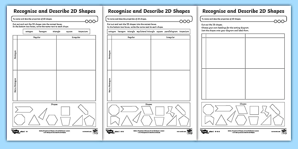 👉 Recognise and Describe 2D Shapes Maths Activity Sheet