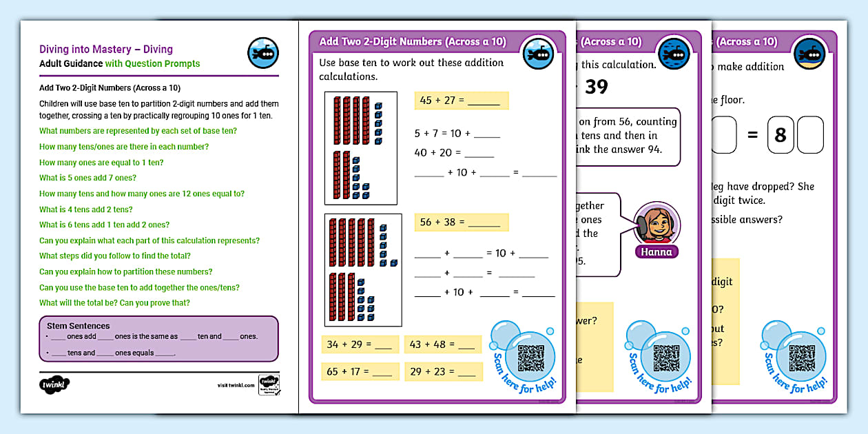 👉 Y2 DiM: Step 16 Add Two 2-Digit Numbers (Across a 10)